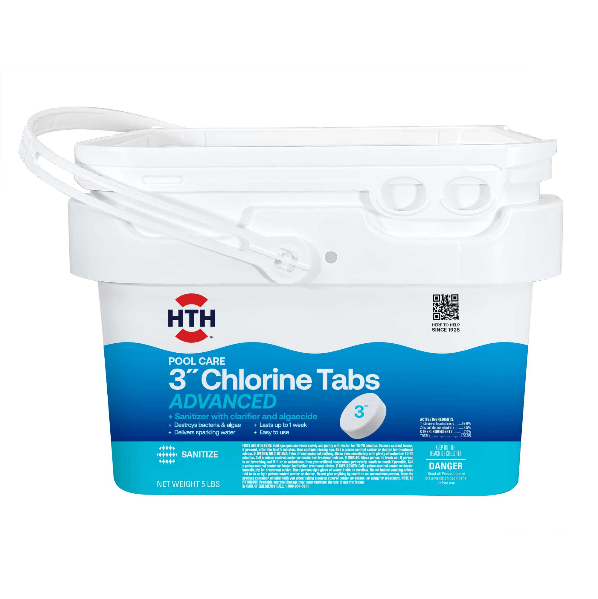 HTH 42052W Pool Care 3" Chlorine Tabs Advanced, Individually Wrapped T ...