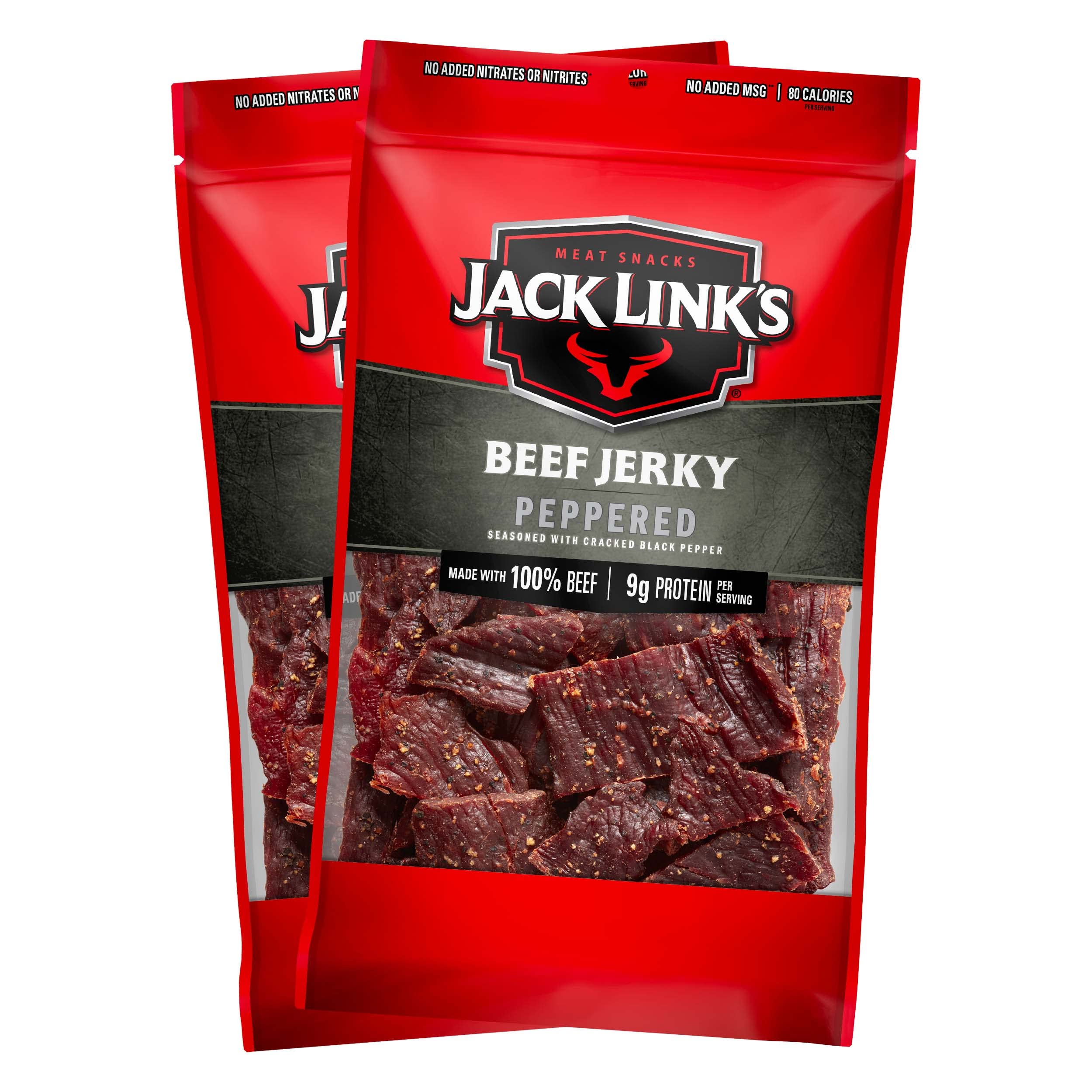 Jack Link's Beef Jerky, Peppered, Large Jerky Bags – Flavorful Meat Sn ...
